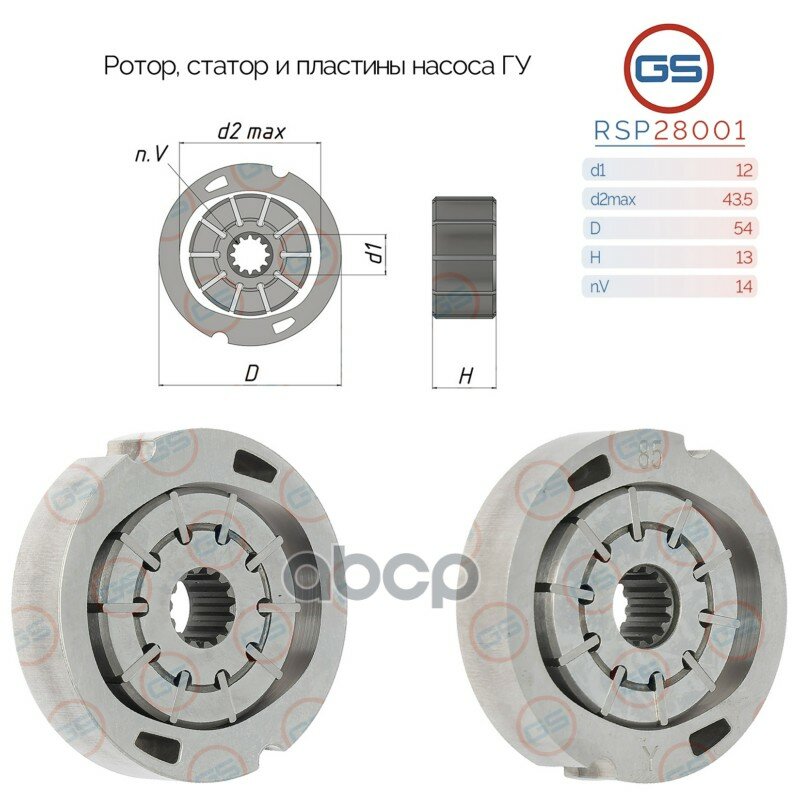 Ротор, статор и пластины насоса ГУ Nissan Maxima A33 2000-2006, Infiniti Cefiro A33 1998-2002 GS арт. RSP28001