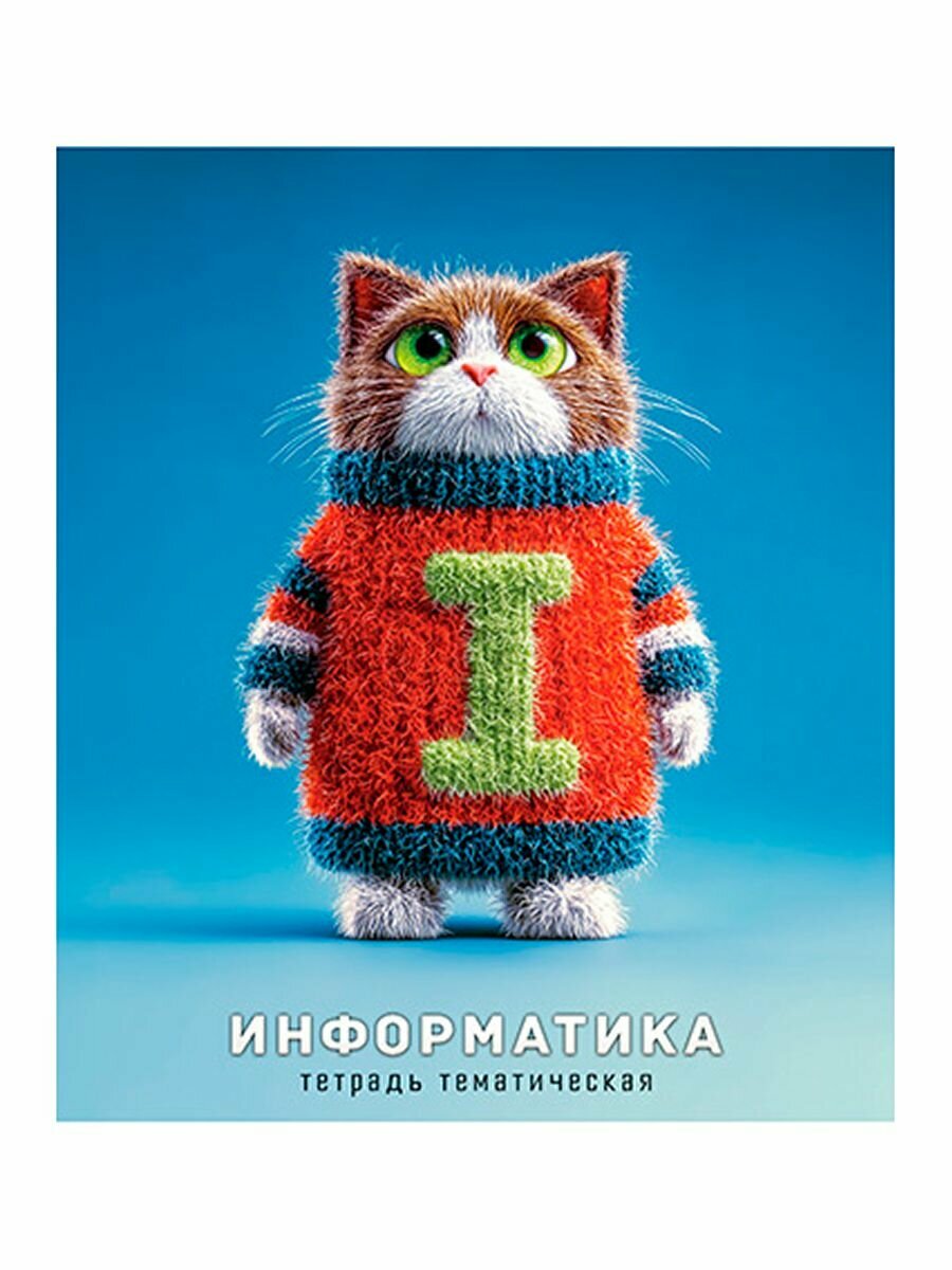 Тетрадь предметная 48 листов КТС Котики в свитерах, для информатики в клетку, лак