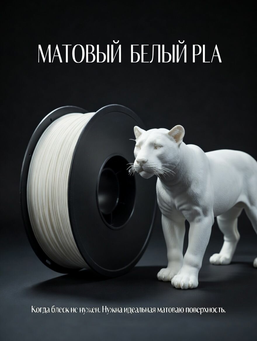 Пластик PLA матовый белый катушка нити 1 кг, 1.75 для печати на 3D принтере инженерный