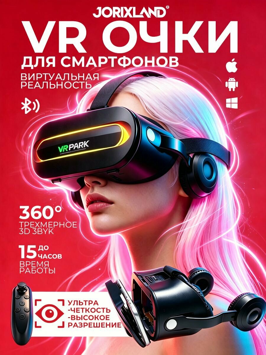 Очки виртуальной реальности VR для смартфона и ПК 3D виар шлем виртуальные умные очки игровая приставка Android WIN iOS 4.7-6.7 дюймов