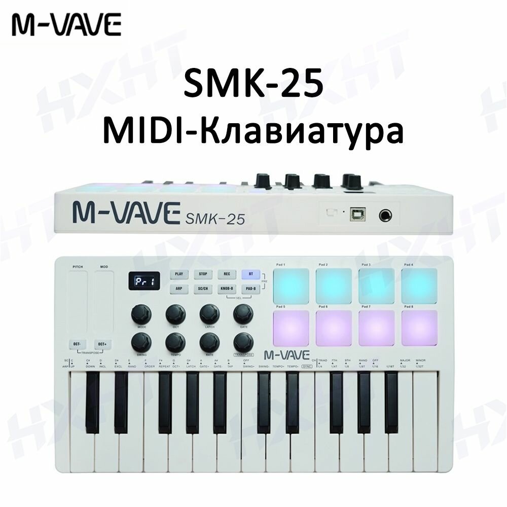 M-VAVE SMK-25 MIDI-Клавиатура: RGB Портативная Клавиатура-аранжировщик С Беспроводным Сенсорным Контроллером