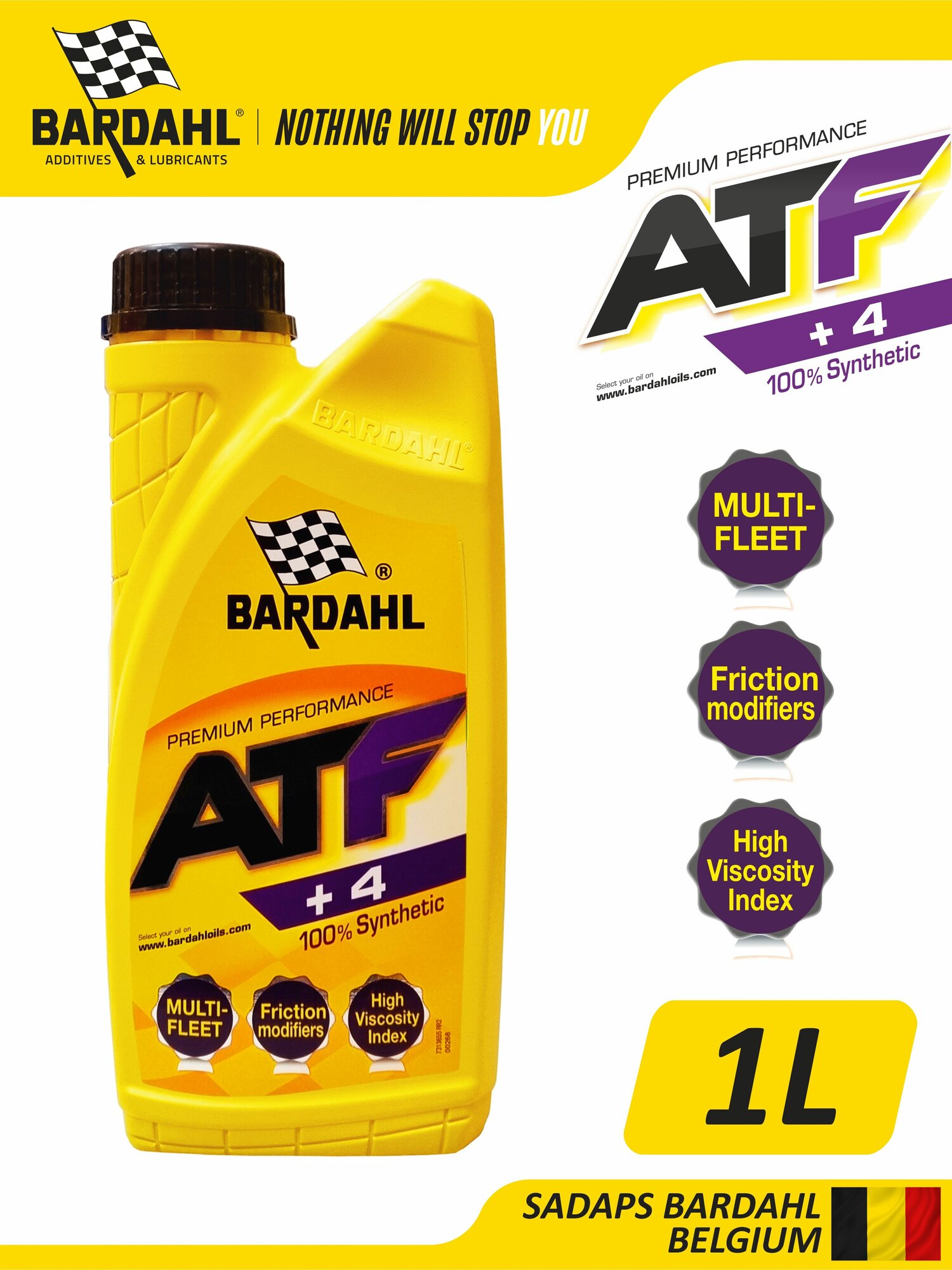 Трансмиссионное масло Bardahl ATF+4 1 л