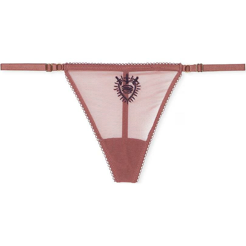 Стринги женские Victoria's Secret Very Sexy Flirty Mesh Adjustable V String Panty, винтажная роза, S EU