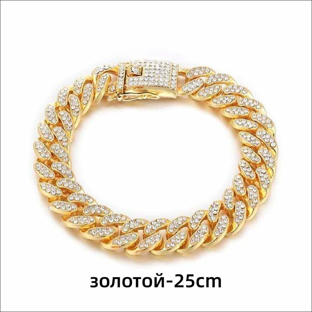 Pet цепи，Ошейник для щенка кошки с металлической цепочкой Pet Cuban chain, золотой, 25 см