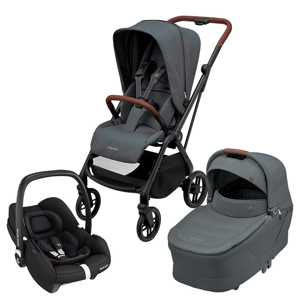 Детская коляска 3в1 Maxi-Cosi Leona 2 + CabrioFix i-Size, цвет Twillic Graphite (Графитовый)