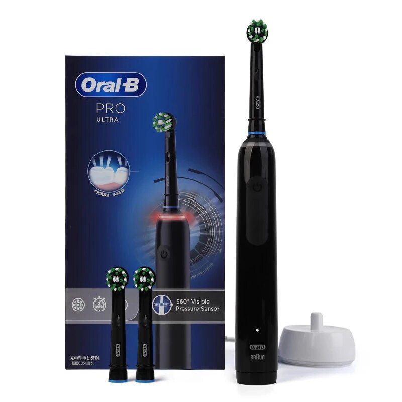 Oral-B Pro4 ультра электрическая зубная щетка для взрослых электрическая зубная щетка Pro ULTRA 3D акустическая круглая головка 2 мин таймер 3 сменные головки