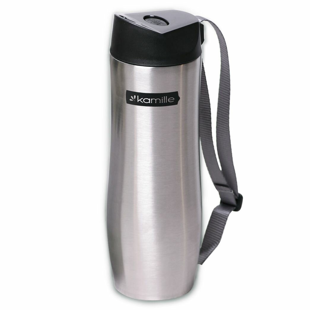 Термокружка 480мл из нержавеющей стали с ремешком KAMILLE