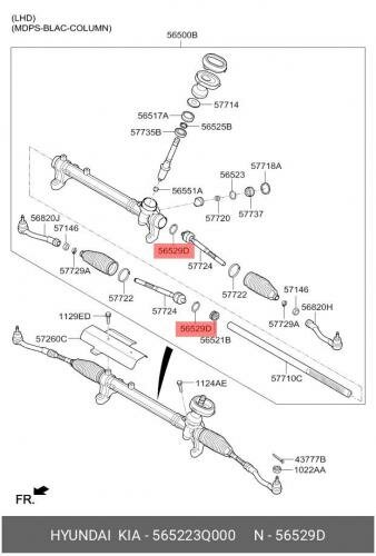 Уплотнительное кольцо рулевой рейки Hyundai / Kia (Mobis) 565223Q000