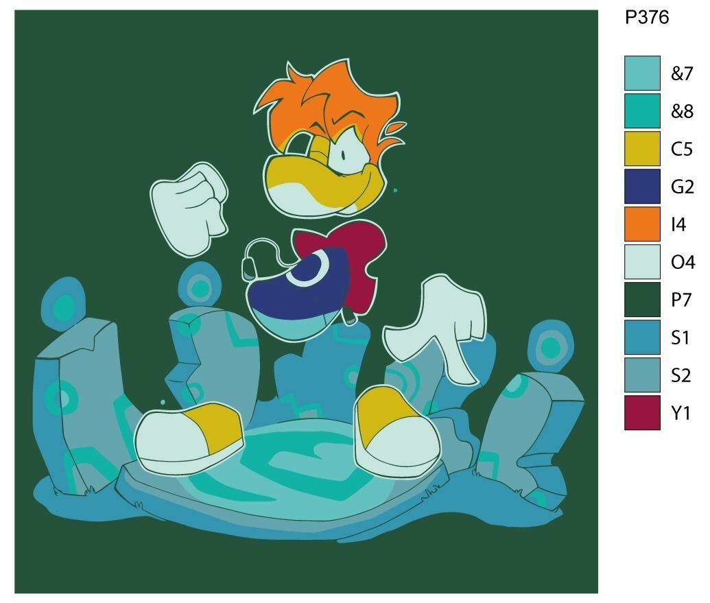 Детская картина по номерам P376 "Игра Rayman (Рэйман). Рэйман" 30x30