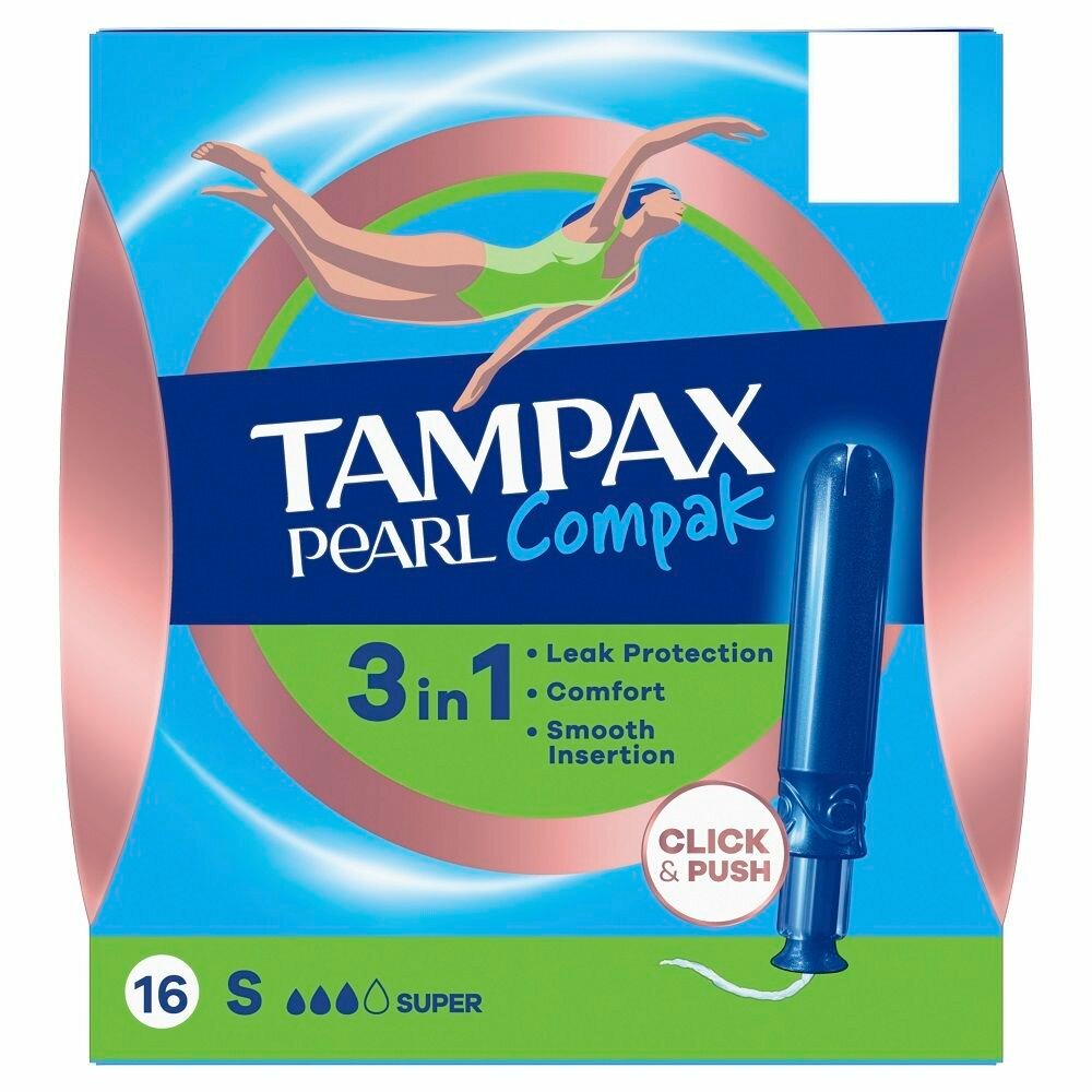 Тампоны с аппликатором Tampax Compak Pearl Super 16 шт