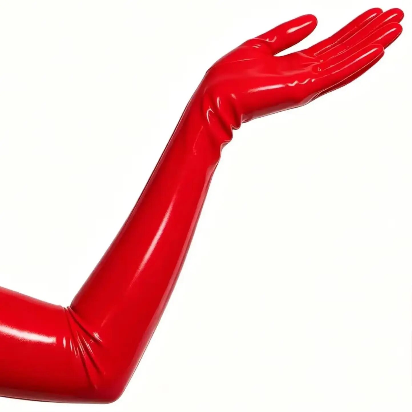 Черные латексные перчатки для косплея Красный, S, long gloves red