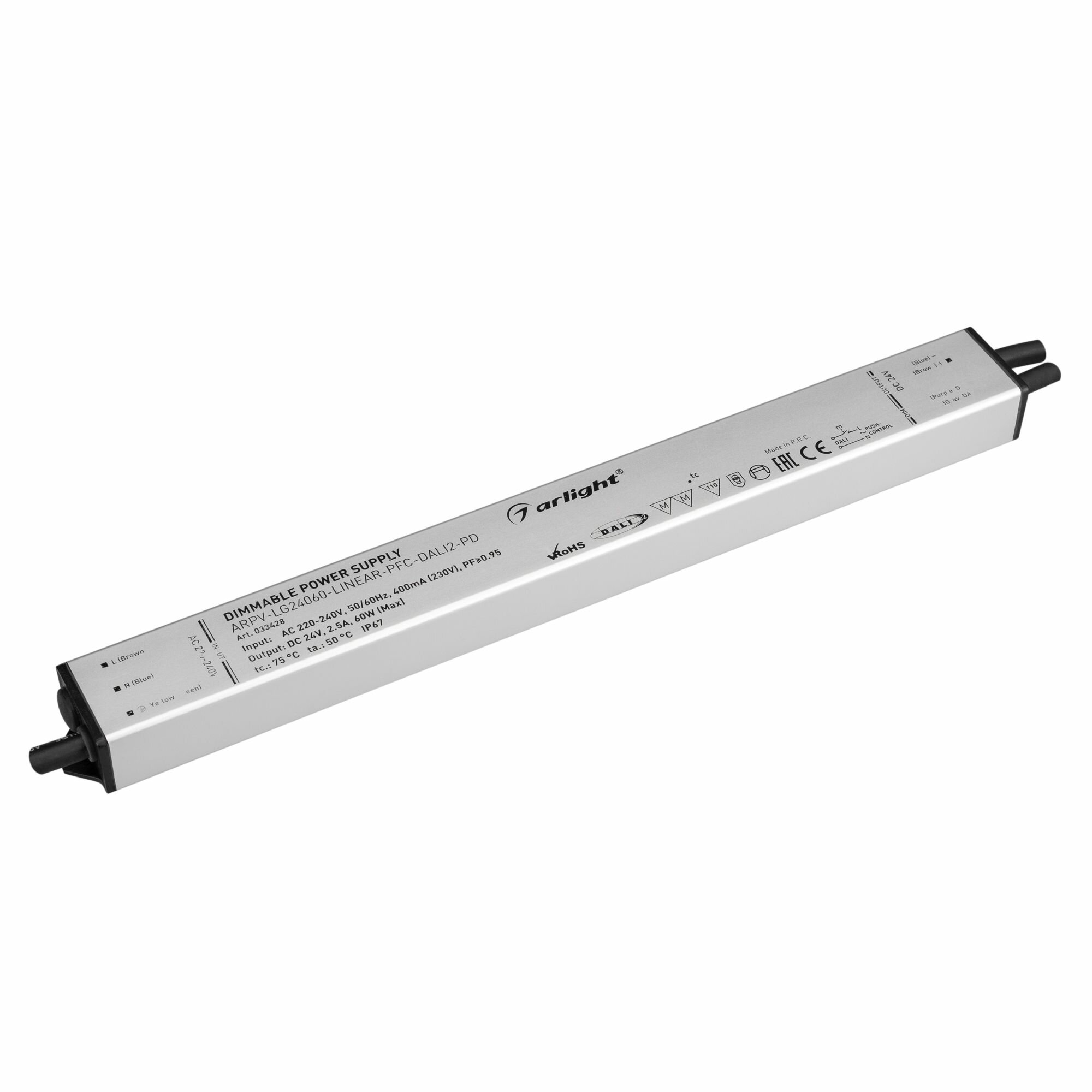 Блок питания для светодиодной ленты Arlight ARPV-LG24060-LINEAR-PFC-DALI2-PD (24V, 2.5A, 60W)