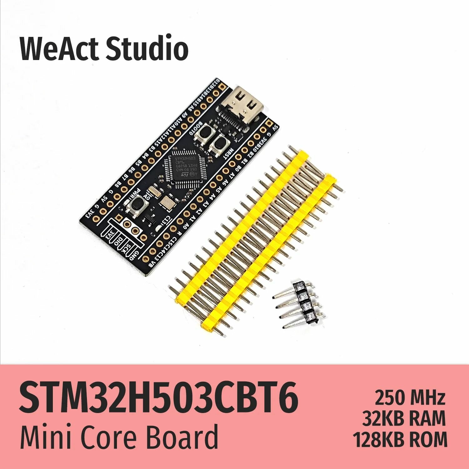 STM32H503CBT6 WeAct type-c модуль, макетная плата (ножки в комплекте, не распаяны)