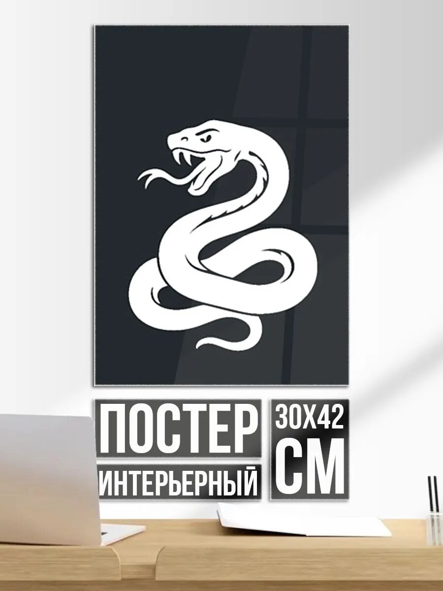 Постер на стену Змей - белый