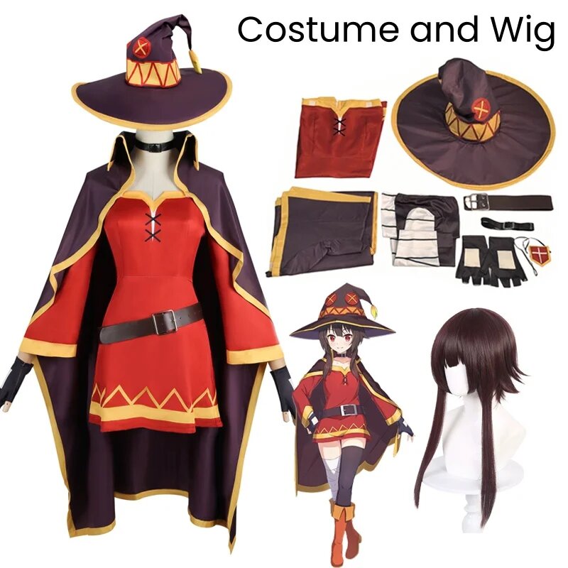 Косплей костюм Megumin, красный, XXL, Costume and wig