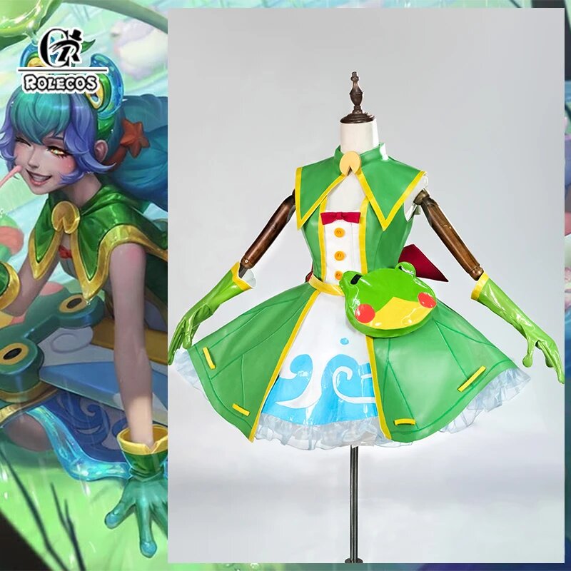 ROLECOS Game LOL Rain Shepherd Gwen Косплей костюм зеленый женский XXL