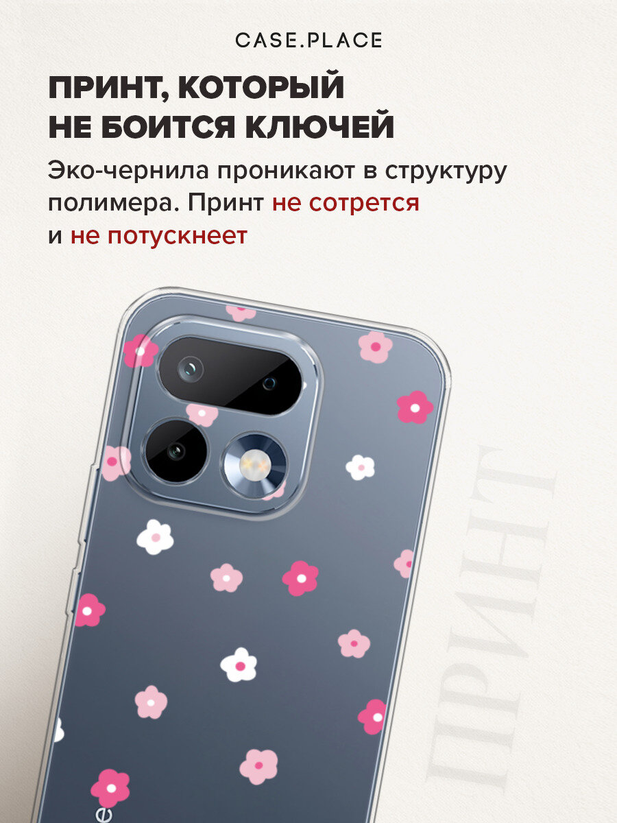 Чехол на Realme 16 Pro / Реалме 16 Про с принтом Весенние цветочки рисунок, прозрачный — фото 1