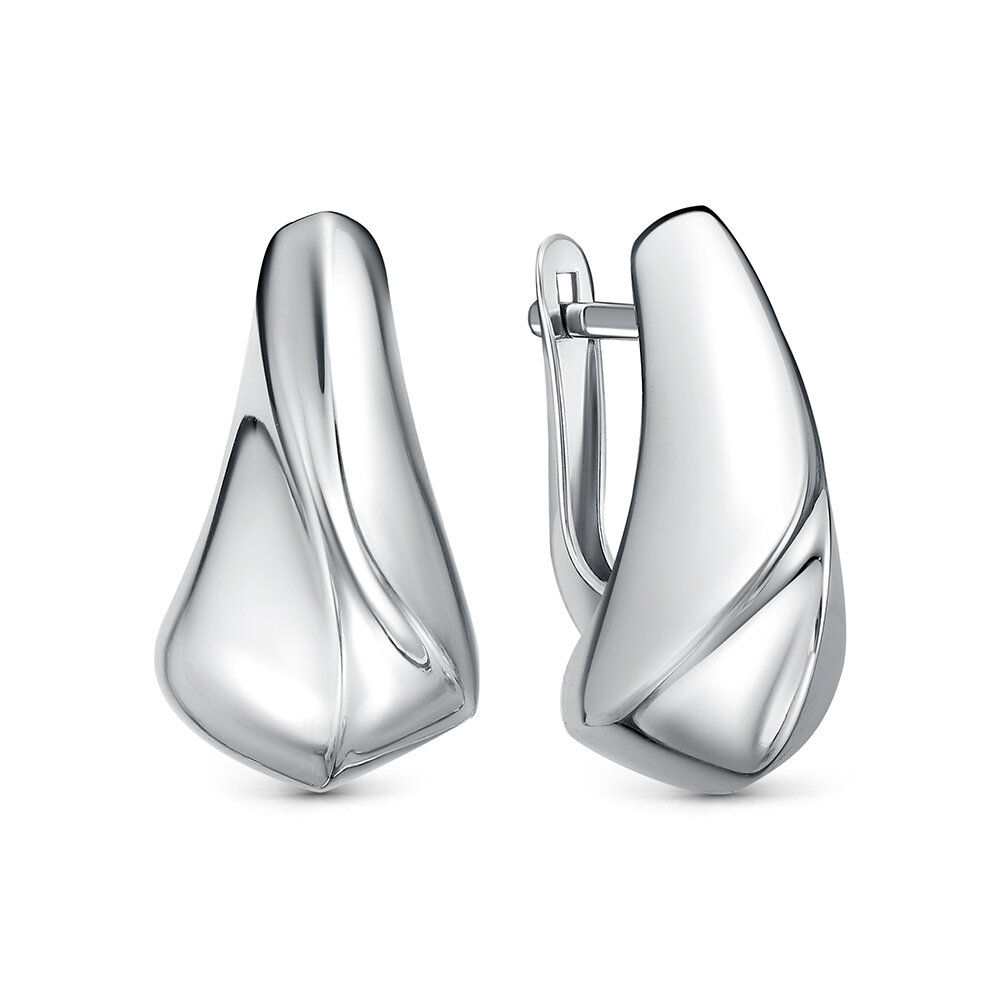 Серьги двусторонние, серебро, 925 проба, родирование