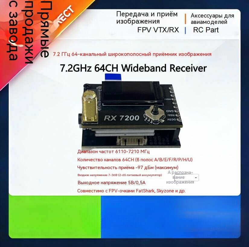 7.2GVRX 64CH, модуль передачи изображения шириной напряжения 7-36V