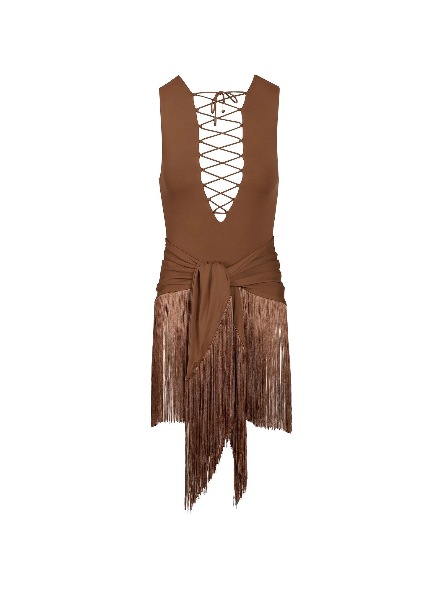 Купальник Sahara lace-up fringed swimsuit