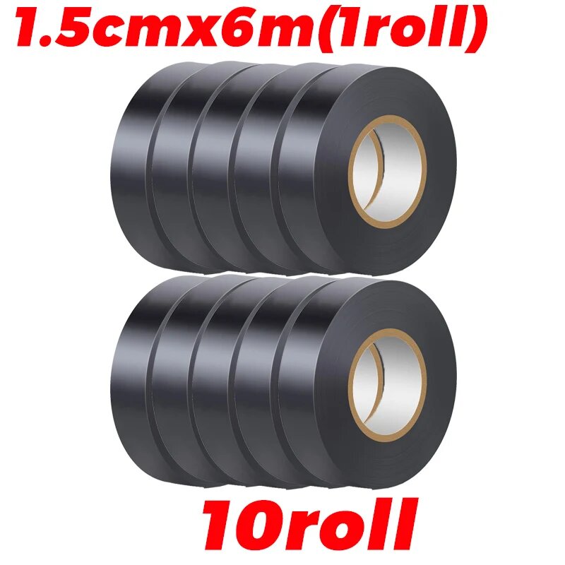 Черная ПВХ изолента с резиновым клеем 6м 10roll(60m)