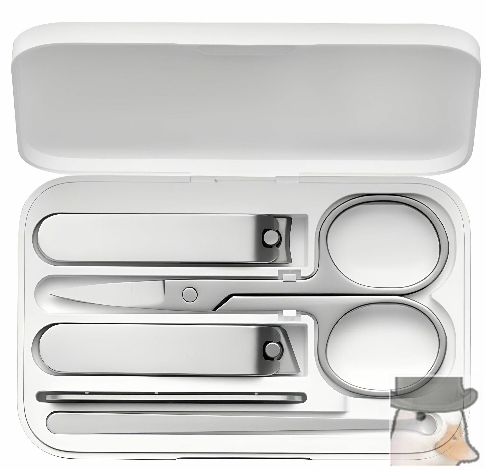 Маникюрный набор Nail Clipper Five Piece Set, белый/серебристый, 5 предметов
