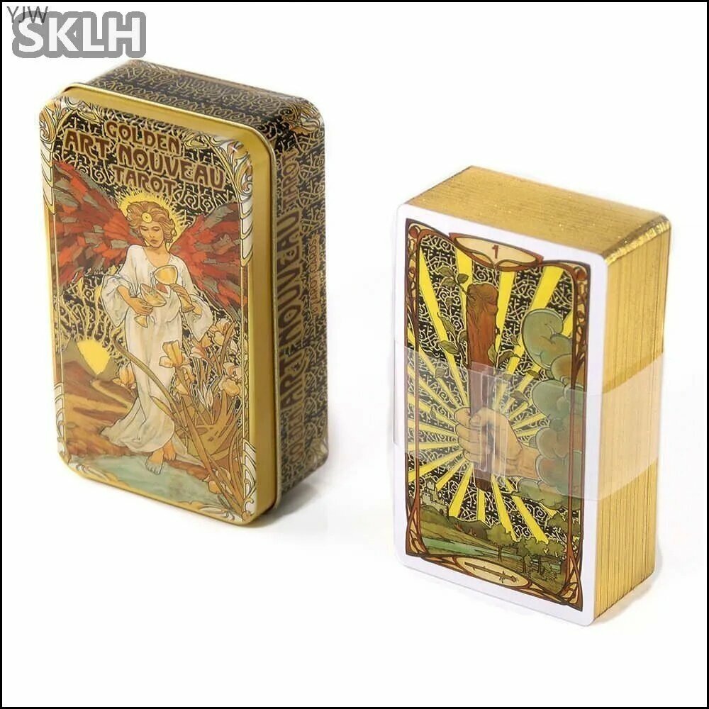 Карты Таро Золотое Уэйт Арт-Нуво в жестяной коробке Golden Art Nouveau Tarot 10.3*6см