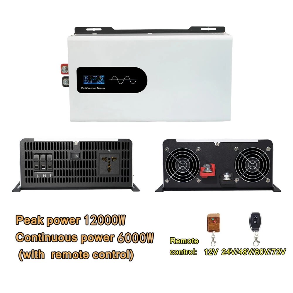 Инвертор DC 12V/24V/36V/48V/60V/72V/96V DC в AC 110V 220V 60Hz 50Hz 10KW 6600W Чистый синусоидальный солнечный инвертор автономной системы