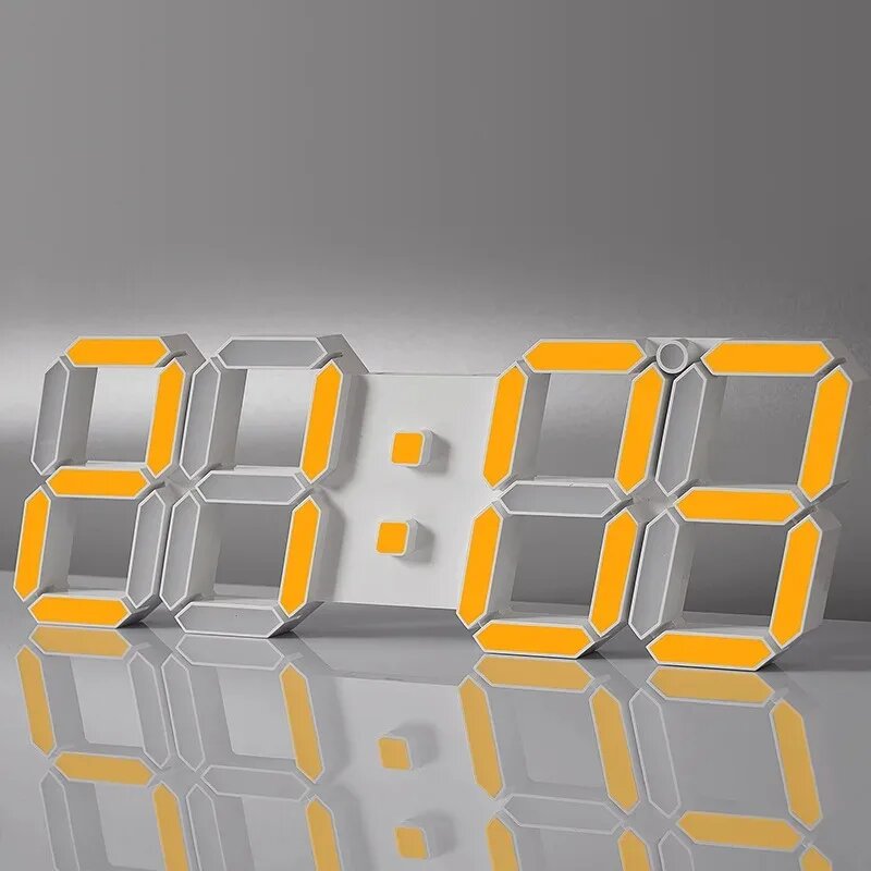 3D Светодиодные Настенные Часы с Дистанционным Управлением Оранжевый, Orange