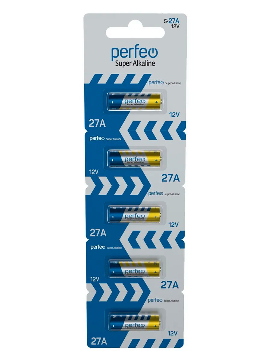 Батарейки таблетки круглые алкалиновая Perfeo 27A, 12В, 5 шт