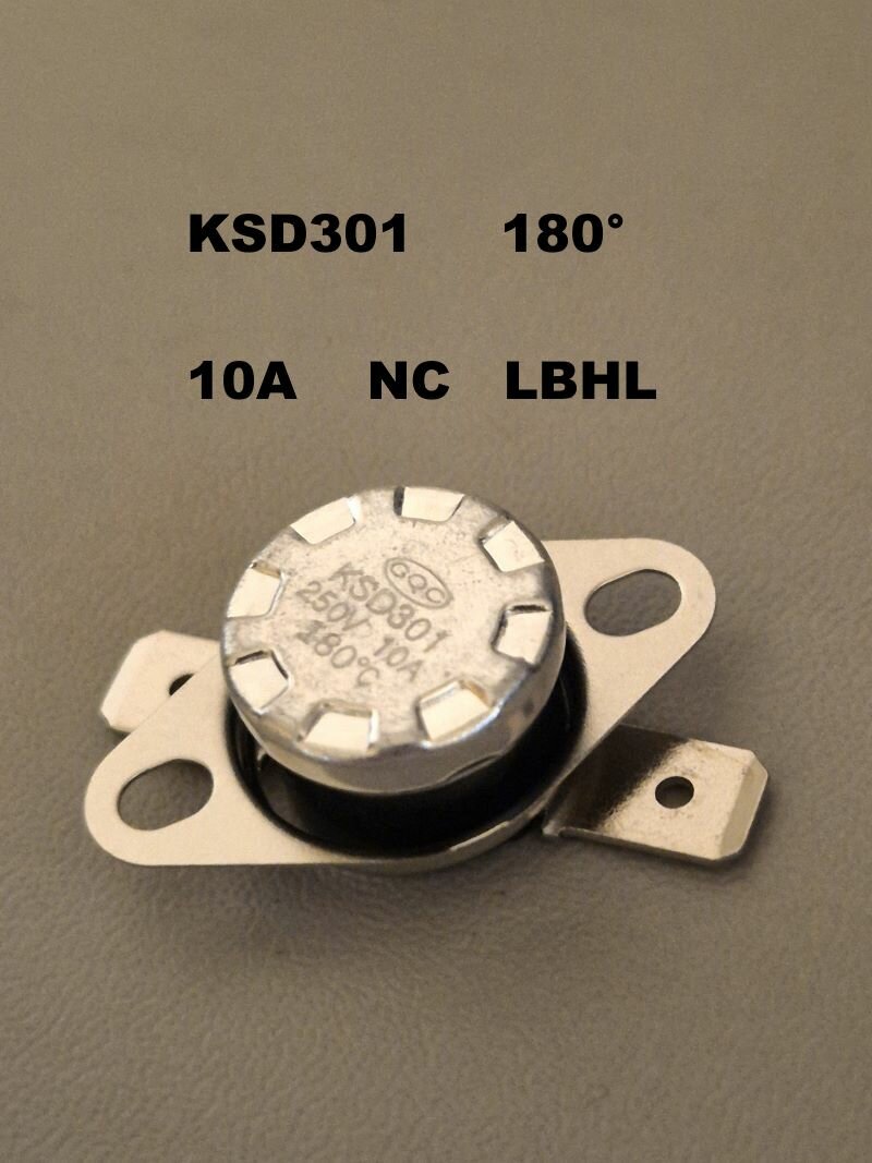 Термостат KSD301 180 градусов 10А LBHL пластик - 1 шт.