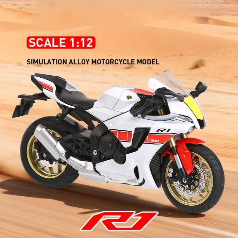 Миниатюрная модель мотоцикла Ямаха R1 из литого под давлением металла 1:12 Yamaha R1 Мотоциклы Игрушки, со светом