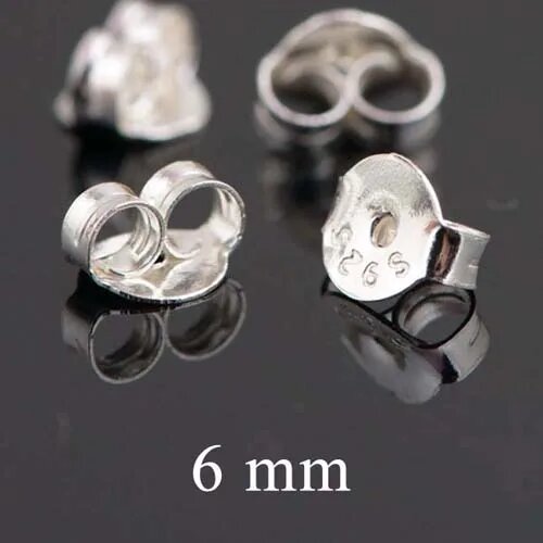 Сережки-заглушки из серебра 925 Sun Dazzle Серебряный, 6pcs 3pairs, 6 mm