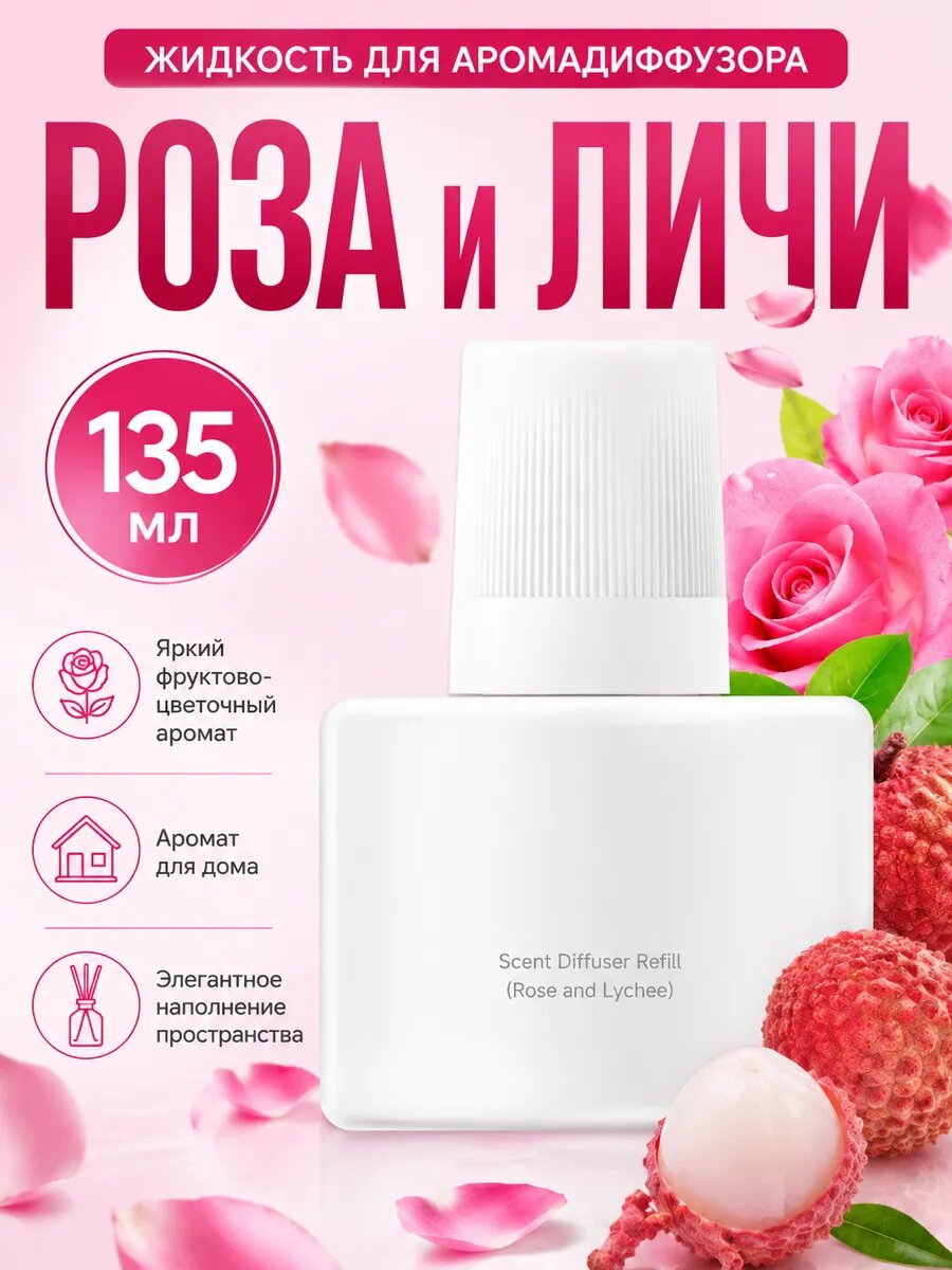 Сменная жидкость для аромадиффузора Mi Diffuser Refill с ароматом розы и личи для дома и офиса