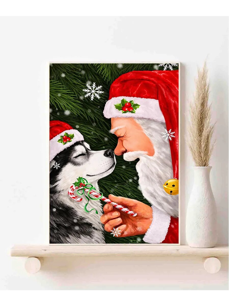 Сибирский хаски, Christmas, Плакат 30x42см