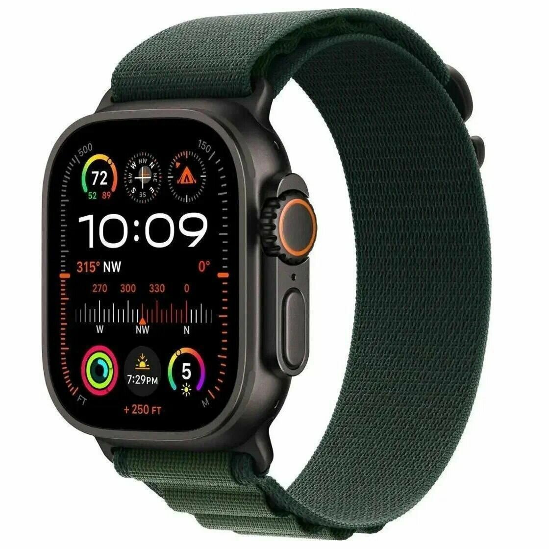 Смарт-часы Apple Watch Ultra 2 49 мм GPS + Cellular, Black Titanium Case with Dark Green Alpine Loop M