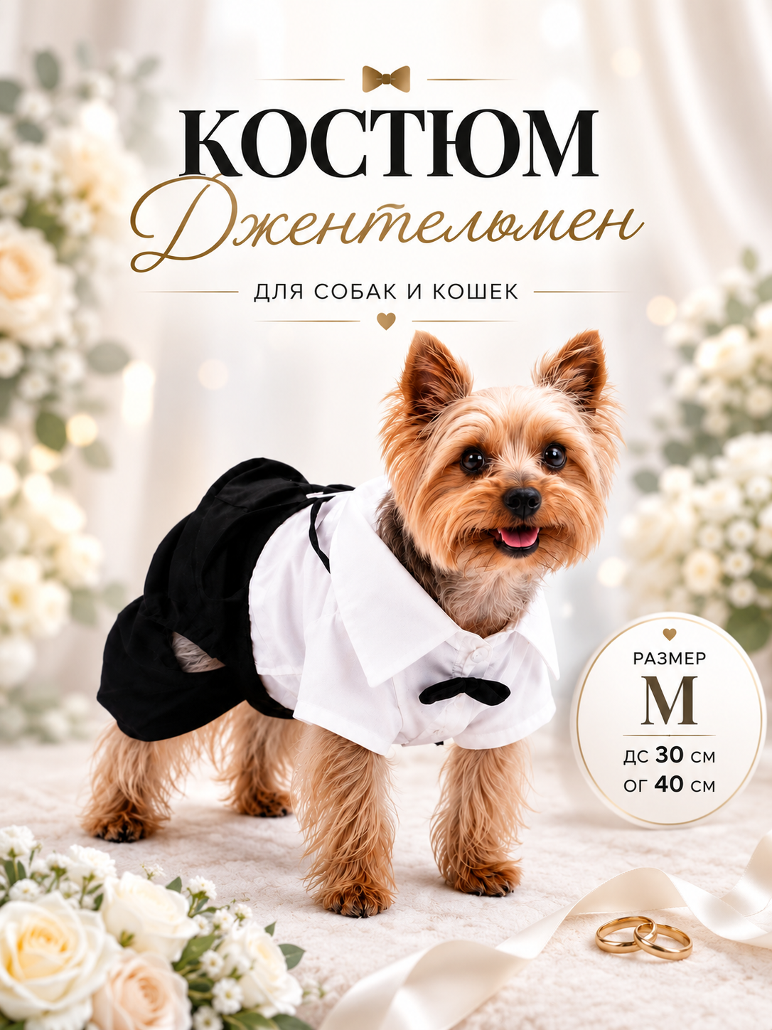Костюм для животных "Джентельмен", размер M (ДС 30, ОГ 40 см)