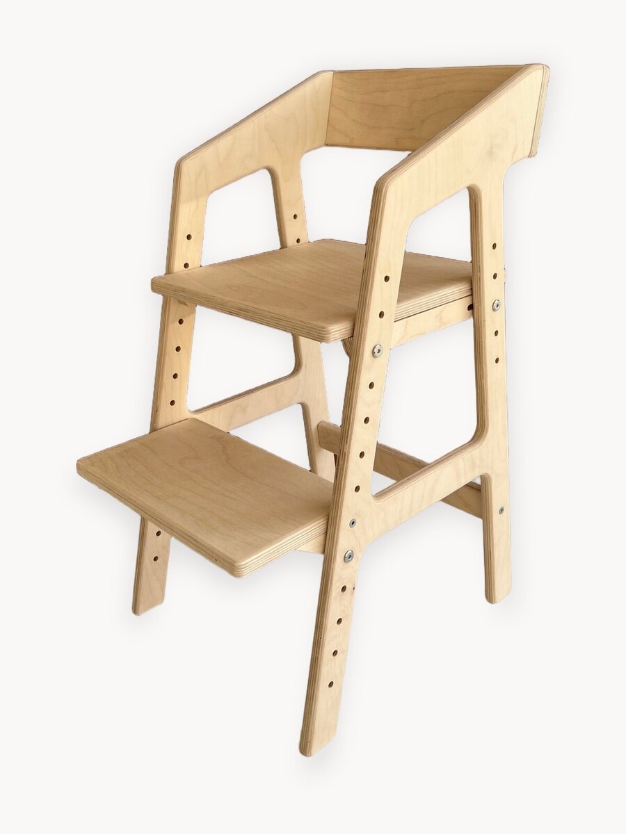 Растущий стул для детей/ Детский стульчик/ Стульчик для кормления, шлифованный (под покраску)