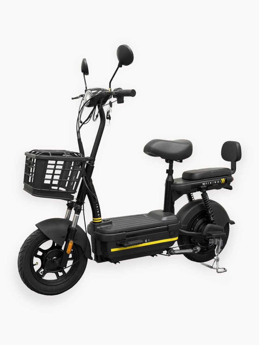 Электроскутер IKINGI XC-1 500W (48V/20Ah) -Черный с корзинкой