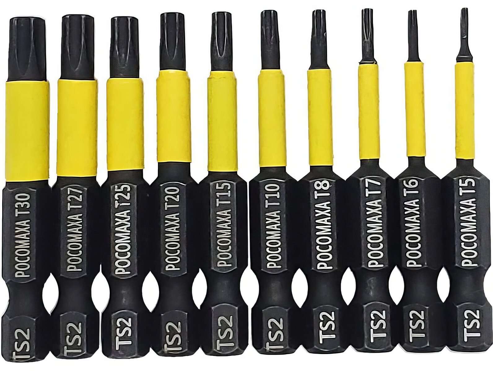 Набор магнитных ударных бит TORX длиной 50 мм (T5/T6/T7/T8/T10/T15/T20/T25/T27/T30) росомаха 300002