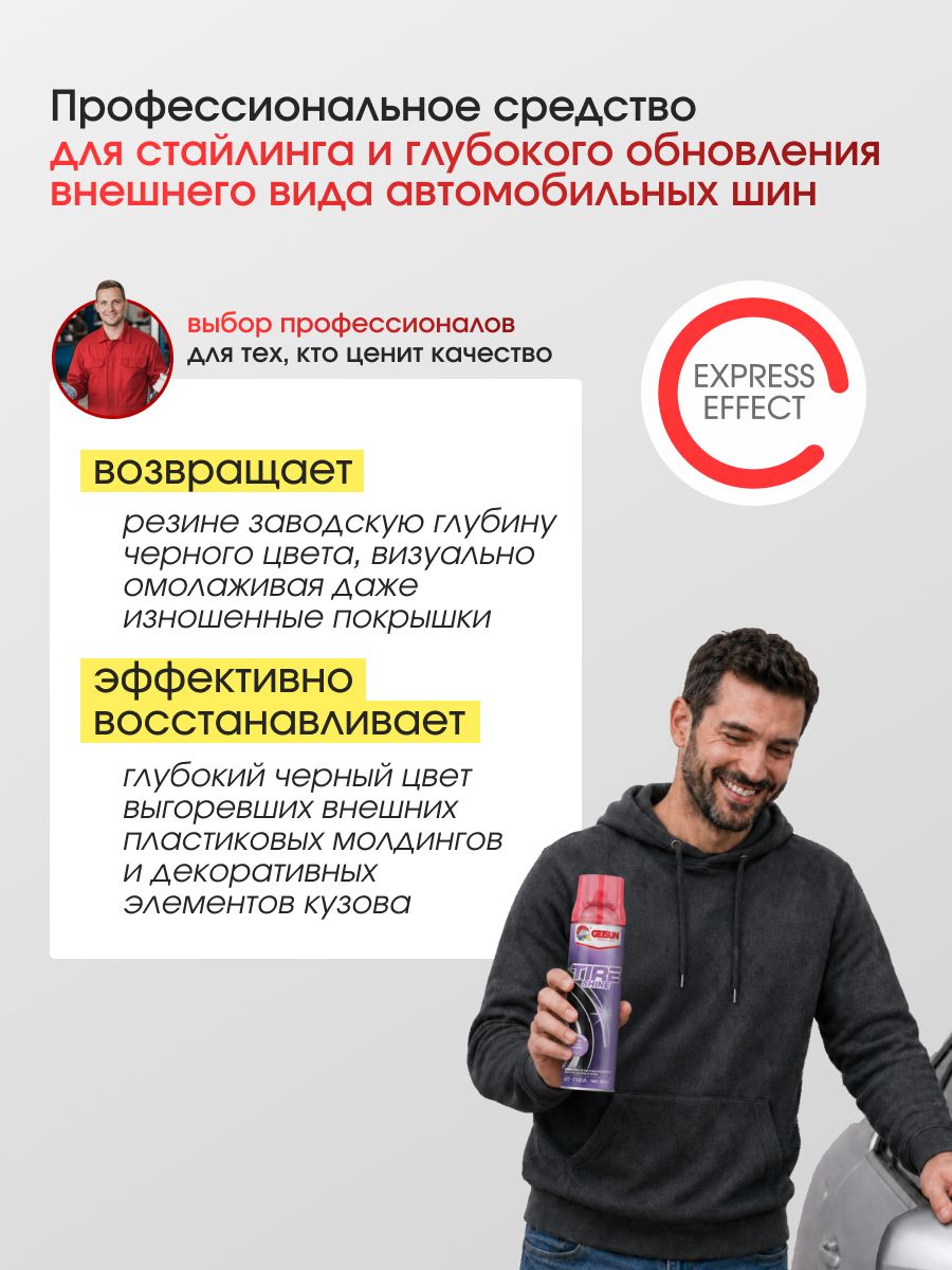 Чернитель для резины автомобиля GETSUN TIRE SHINE, 500мл — фото 1