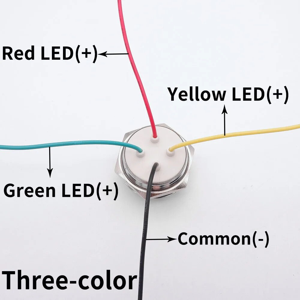 PRONCH Металлический светодиодный индикатор 12-22мм, красный, 12mm, 1pc red yellow green, 12-24V