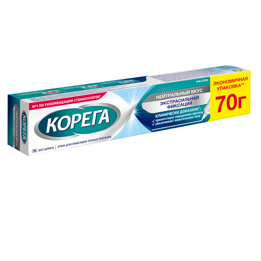 Корега крем для фиксации зубных протезов нейтральный вкус 70 г 1 шт