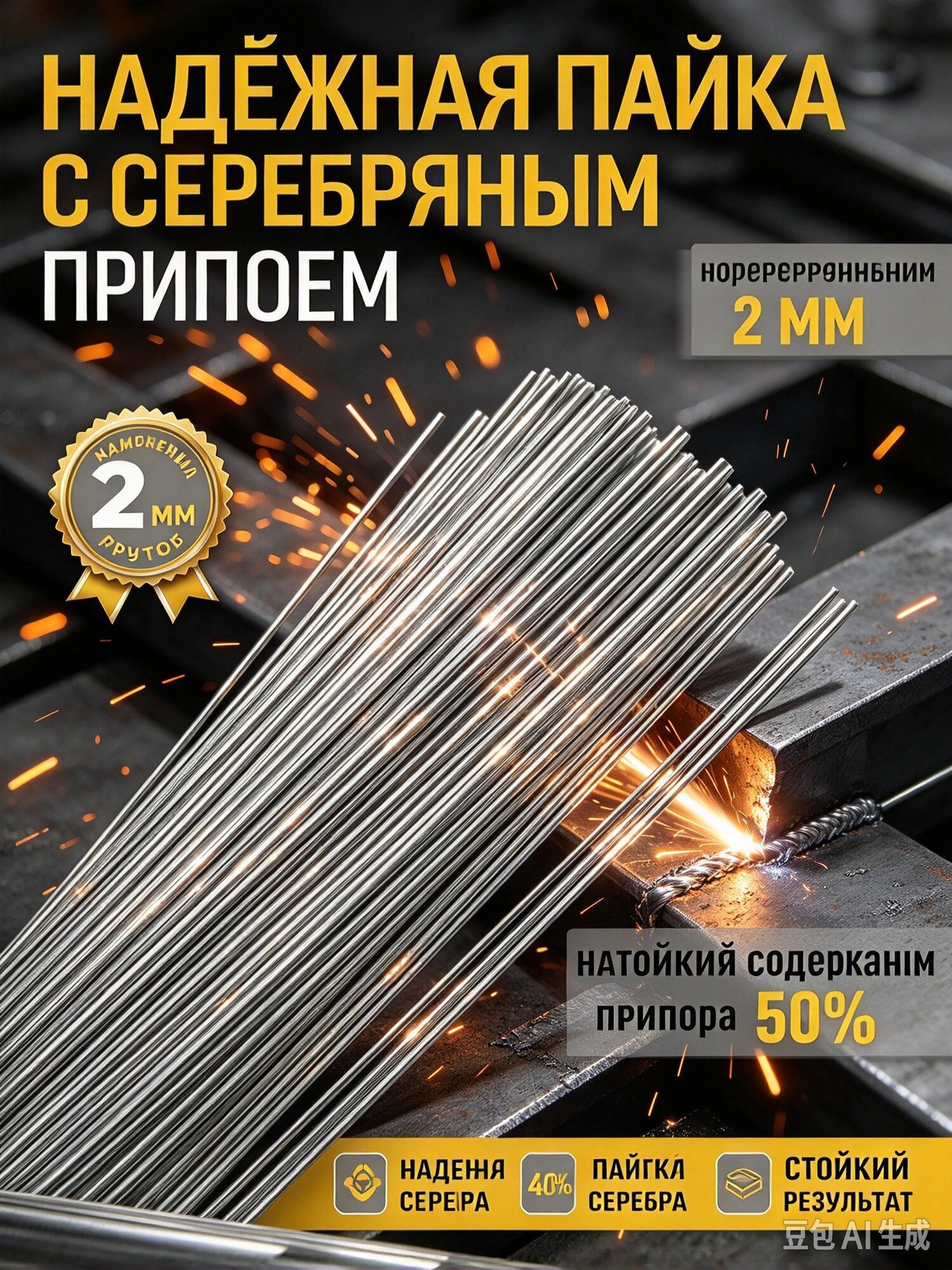 Серебряный припой ПСр 40,10шт