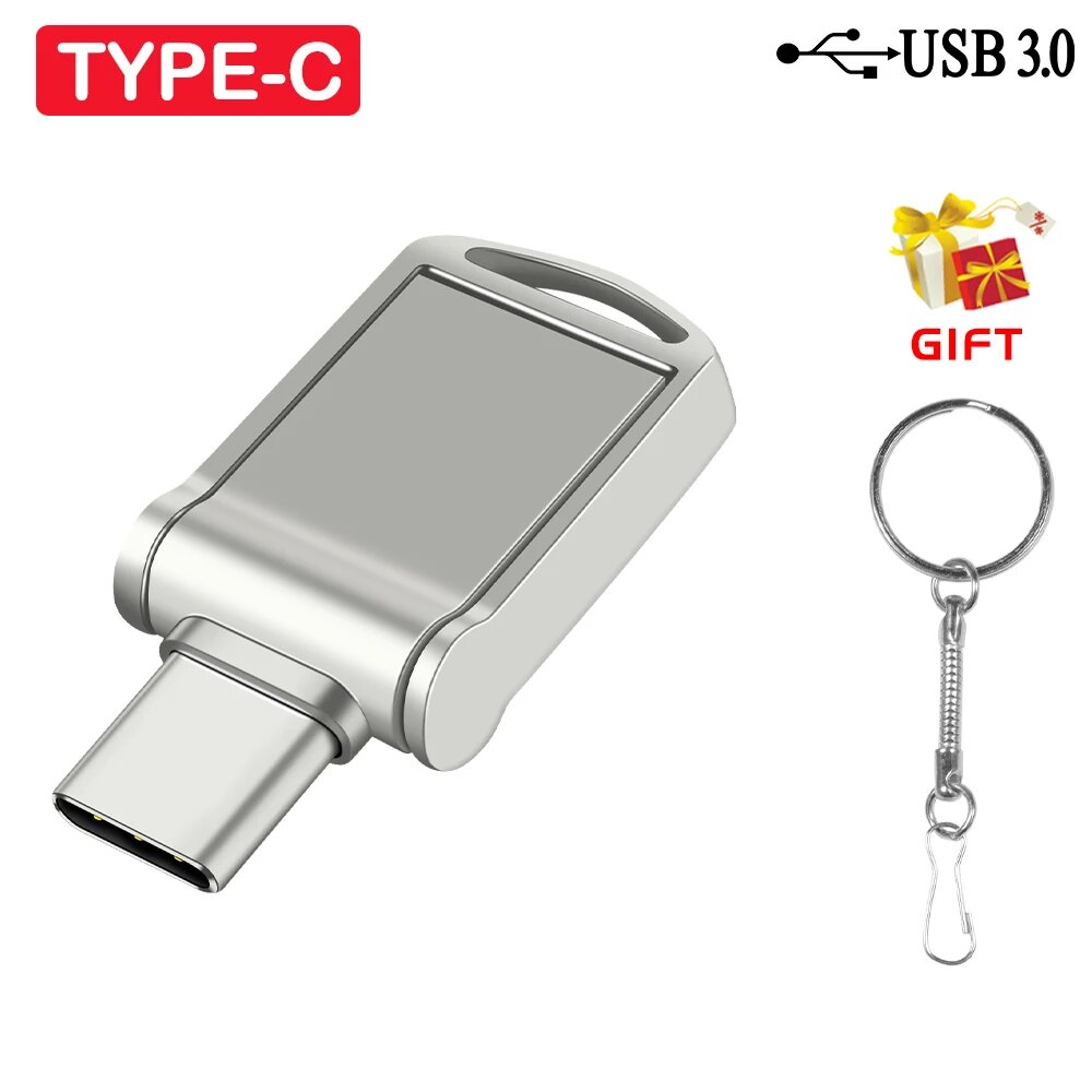 JASTER Металлический флэш-накопитель USB 3.0 TYPE-C 128 ГБ Серый, 4GB, Серебряный, Silver
