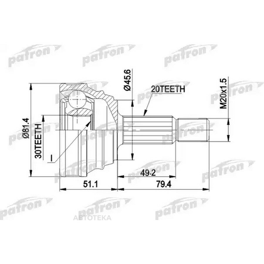 ШРУС наружн к-кт VW: POLO DERBY 11.83-7.94 PATRON PCV1034