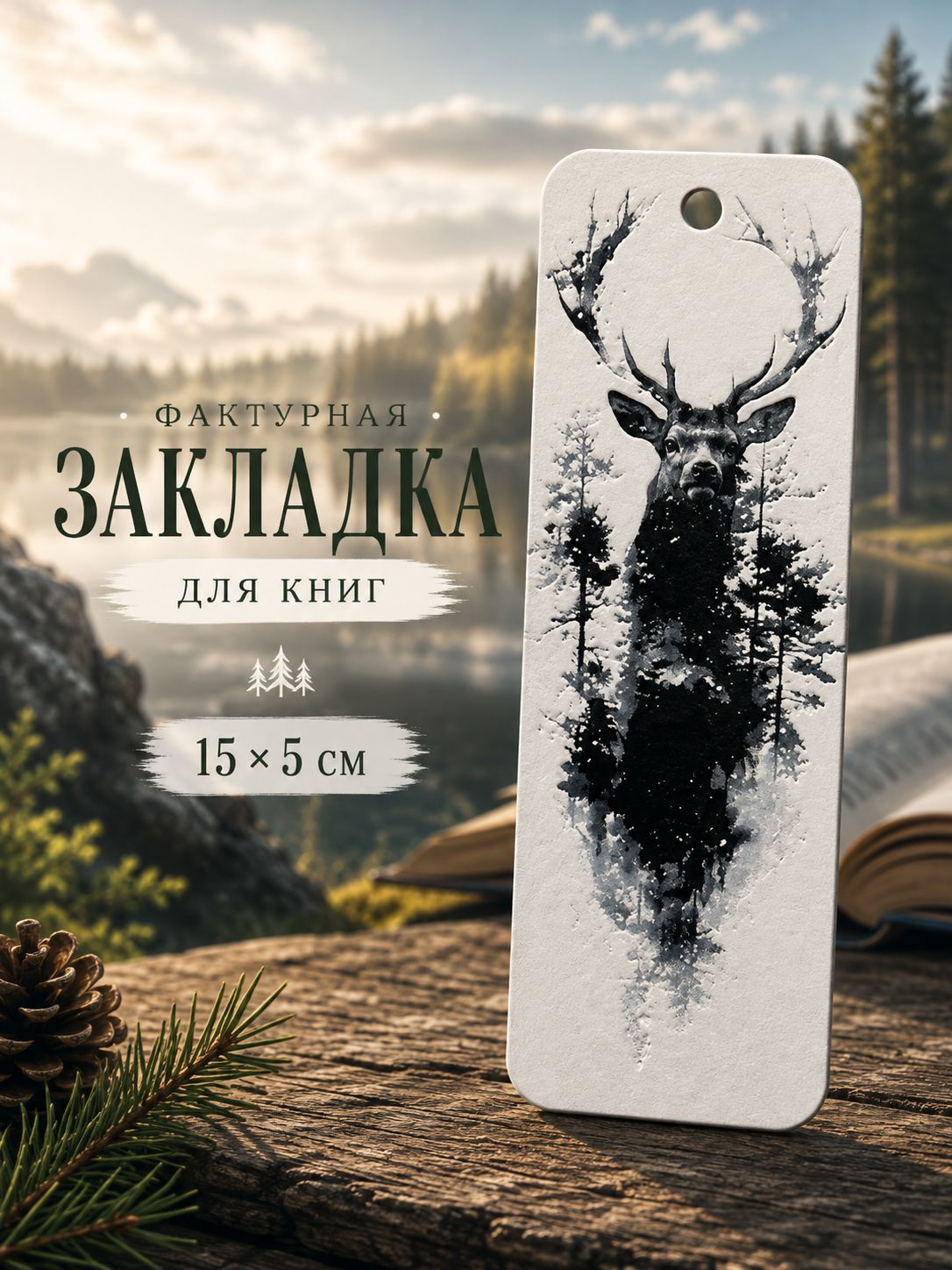 Фактурная закладка "Олень" для книг, тетрадей, учебников