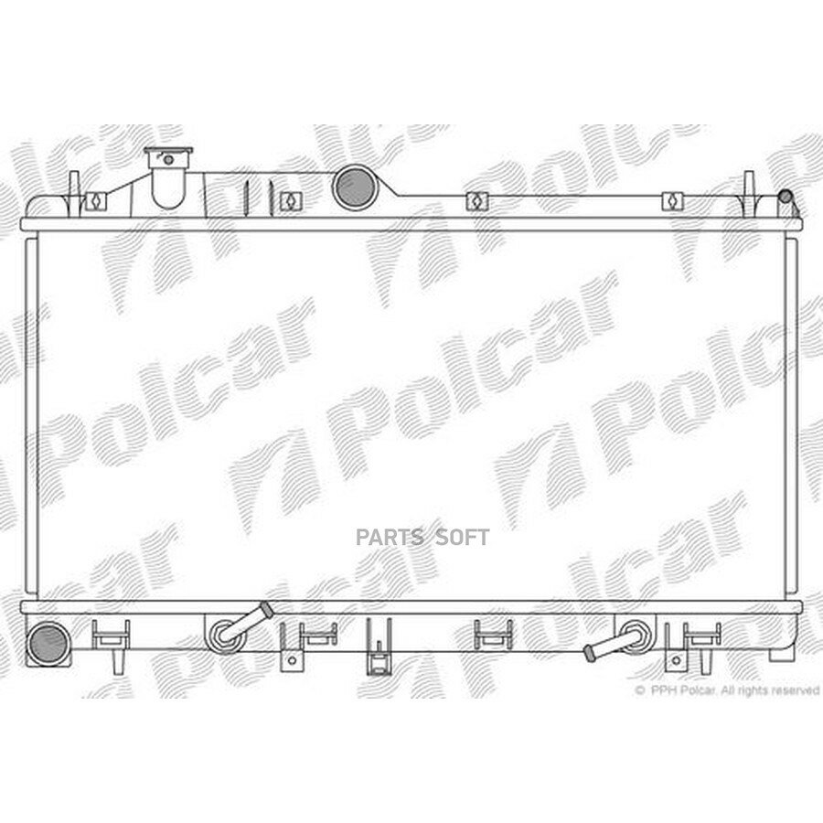 Радиатор двигателя Subaru Forester, Legacy. АКПП 03-> * от официального дистрибьютора, POLCAR, артикул 7208083