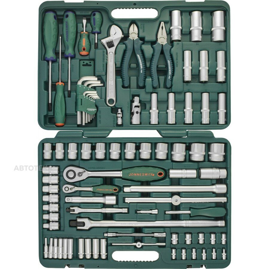 Унив. набор торцевых головок 1/4"DR 41365 мм и 1/2"DR 11902 мм. отверток и угловых ключей ключей 1.5-10мм. 83 предмета 48507 JONNESWAY S04H52483S