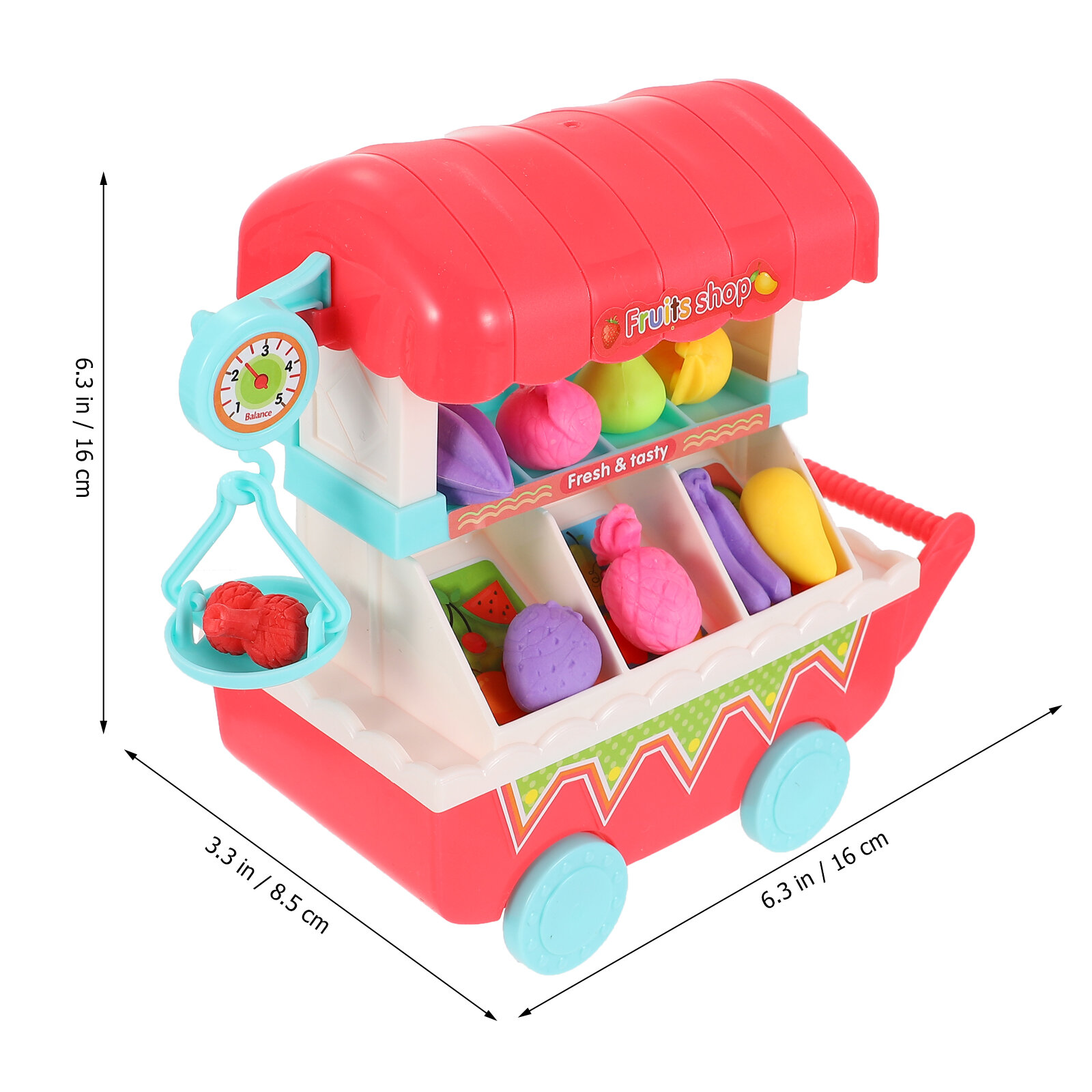 Красная Детская Колесница Для Игры В Продукты 16x16 Cm Без Батареек